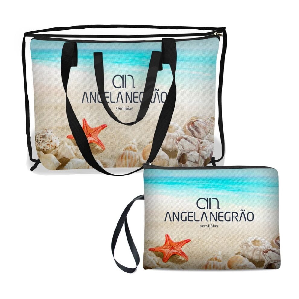 Kit Bolsa De Praia Plástico Transparente Com Nécessaire Grande
